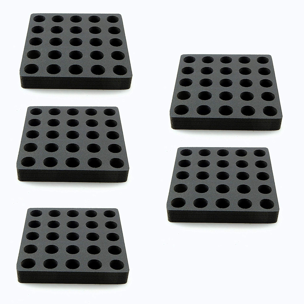 Polar Whale 5 Vial Racks Black Foam Storage Rack Holder Organizer Stand Transport Each Holds 25 Vials Fits up to 24mm Diameter