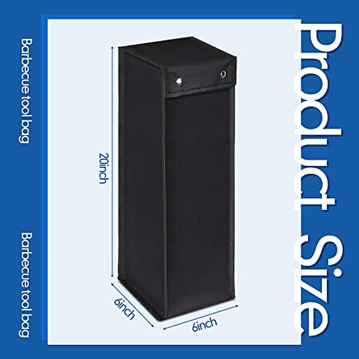 Grill Utensil Storage Bag BBQ Tool Storage Bags Barbecue Hardware Tool Grill Utensil Holder Pouch Oxford Cloth Grill Accessory Storage Bag Foldable Grill Bags for Camping Hiking (Black, 2 Pcs)