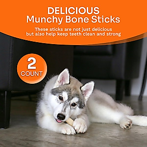 ReThink Pet 2 Pcs Premium Munchy Bone Sticks, Dog Treats Small Dogs, Beef & Chicken Dog Chew Sticks, Highly Digestible & Long Lasting Dog Chews, Natural Dog Chews for Aggressive Chewers