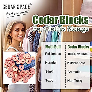 Cedar Space Cedar Blocks for Clothes Storage 100% Natural Aromatic Red Cedar Rings 72Pcs Protection for Wardrobes Closets and Drawers