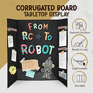 Black Tri-Fold Presentation Board 36" x 48" Corrugated Tabletop Display Exhibition Board Lightweight and Portable with Smooth Surface Great for School Projects and Business presentations - by Emraw