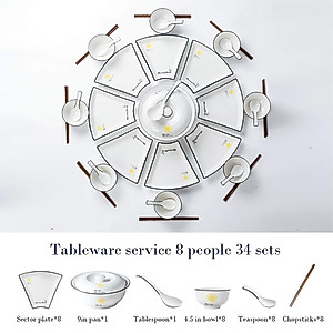 Dinnerware Set for 8 People Porcelain Tableware Dinner Sets White Plates and Bowls Sets Square Soup Dessert Plates Service Restaurant Kitchen and Family Party Use (Color : Package 4) (Package 1) (Pa