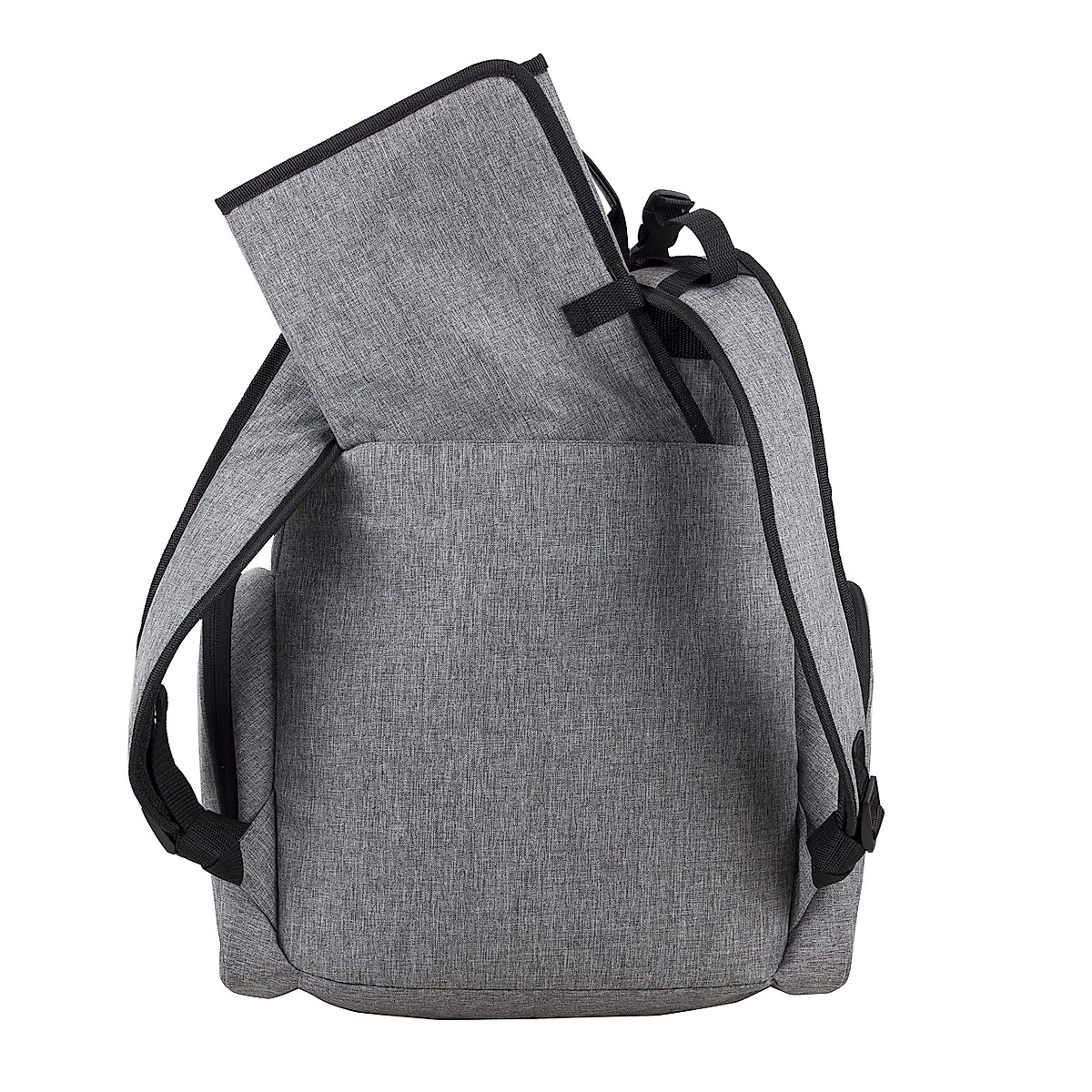 BODHI Baby Tech Top Loader Diaper Backpack with removable changing pad, Unisex, for Moms and Dads - Medium Gray Chambray