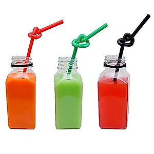 MYYZMY 10 Pcs 4 Ounce Plastic Juice Bottles, Reusable Bulk Beverage Containers for Juice, Milk and Other Beverages, Black lid