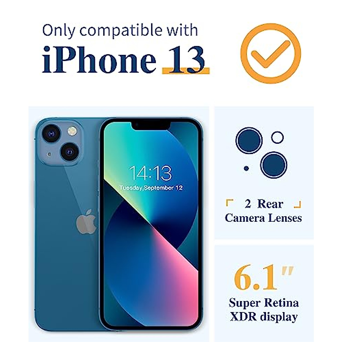 GVIEWIN Designed for iPhone 13 Case 6.1 Inch, with Tempered Glass Screen Protector + Camera Lens Protector Clear Soft & Flexible Shockproof Transparent Protective Bumpers Phone Cover（Clear）