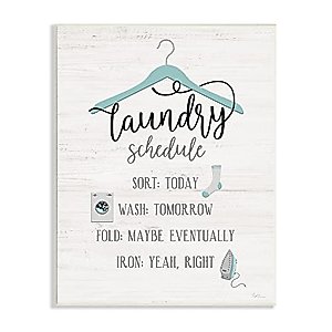 Stupell Industries Laundry Schedule Blue Clothes Hanger Sort Wash Fold, Designed by Natalie Carpentieri Wall Plaque, 10 x 15, Black