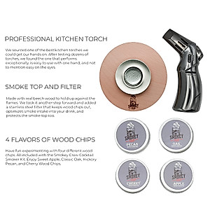 Smokey Crew Cocktail Smoker Kit with Butane Torch - Elevate Your Whiskey and Cocktail Experience - Gift for Him