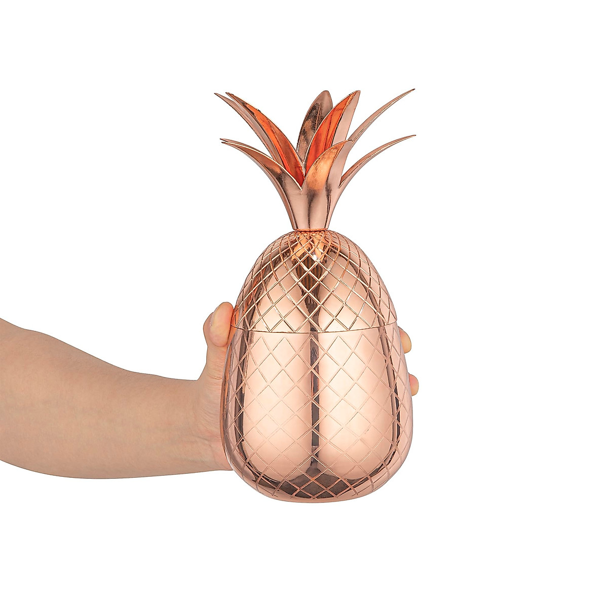 Restaurantware 24-OZ Pineapple Drink Tumbler: Perfect for Bars Restaurants and Catered Events - Copper Drink Cup with Silver Stainless Steel Interior Lining and Straw Slot - 1-CT