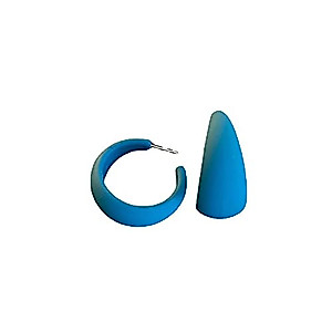 INENIMARTJ Trendy Colorful C Shape Hoop Earrings Resin Acrylic Earrings for Women Cute Candy Blue Color Y2k Earrings Lightweight Chunky Hoop Earrings for Women (C)