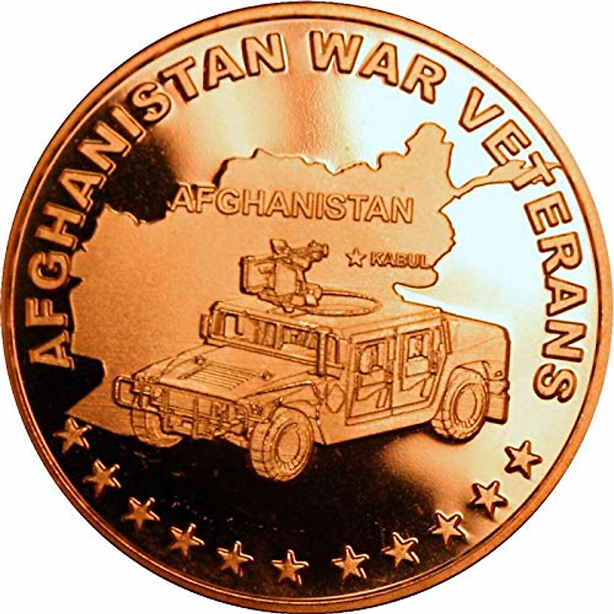 Jig Pro Shop Private Mint 1 oz .999 Pure Copper Round/Challenge Coin (Afghanistan War Veterans)