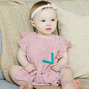 Teether Tubes for Babies 3-6 Months, 3 Pack Silicone Hollow Chew Tube Toy for Autistic Children, Y Shape Chewable Straw Baby Teether Toys for Infants Autism with Teething Nursing Biting Chewing