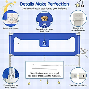 Kevsuvqin Bed Rail for Toddlers, 2023 New Toddler Bed Rails for Queen Bed, Bed Rails for King Size Bed Guard Rail for Toddlers, Baby Bed Rail Guard, Bed Rail for Twin Bed (74.8" x 30",Pack of 1)