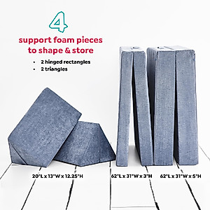 Yourigami Kids and Toddler Play Couch, Convertible Folding Sofa, Durable Foam Modular Design, Blue Lagoon