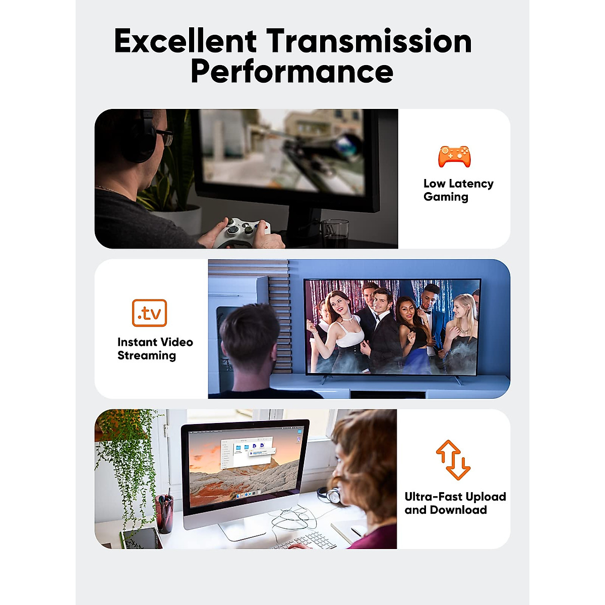 CableCreation Ultra Slim Cat6a Ethernet 10ft Long Cable OD 2.8mm, Down Angle LAN Super Light Cord, High Speed 10G UTP Network Patch Cable, Internet Wire for PC,Router, Modem, Printer,TV Box/PS5, 3M