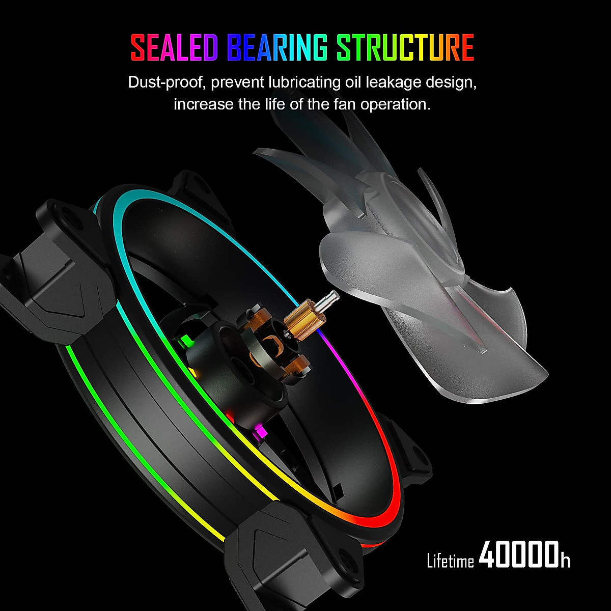 Zezzio 3PCS 120mm Addressable RGB PWM Case Cooling Fan for PC Cases with Controller(3pcs 12cm)