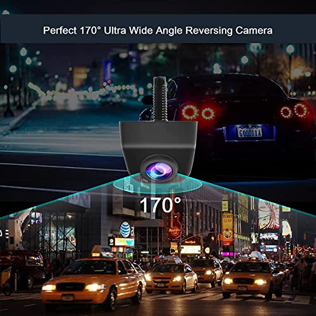 Bileeko Backup/Front View Camera, AHD Reversing Camera 170° Wide Angle Night Vision IP69 Waterproof Car Backup Camera Universal Metal Rear View Camera for Car Truck RV Pickup SUV - 12/24V