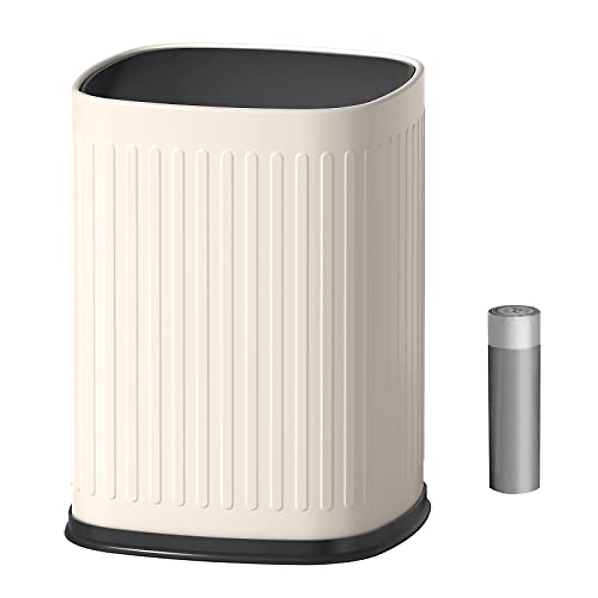 Mbillion Small Trash Can Open Top Metal Waste Bin 2.1Gal/8L,Stainless Steel Garbage Can with Inner Bin Hide Trash Bags, Double Layer Trash Can, Non-Slip Bottom Trash Bin, Without Lid