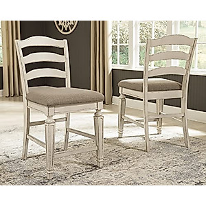 Signature Design by Ashley Realyn French Country 24.13" Counter Height Upholstered Barstool, 2 Count, Chipped White