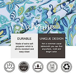 Lahome Paisley Flower Outdoor Tablecloth with Umbrella Hole - Water Resistant Spillproof Table Cover for Patio Table (Paisley, Zippered - 60" x 60" Square)