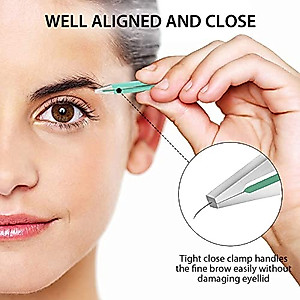 Professional Stainless Steel Tweezers Set-Precision Tweezers Set for Ingrown Hair Remove and Lash Extension, Plucking Tweezers with Leather Case for Ladies Gifts (4-Piece)
