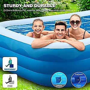 santabay Inflatable Pools, Kiddie Swimming Pool for Kids, Above Ground Pool 120" x 72" x 22" Full-Sized Blow Up Pools for Backyard Outdoor Family Pool for Toddler Adults Age 3+