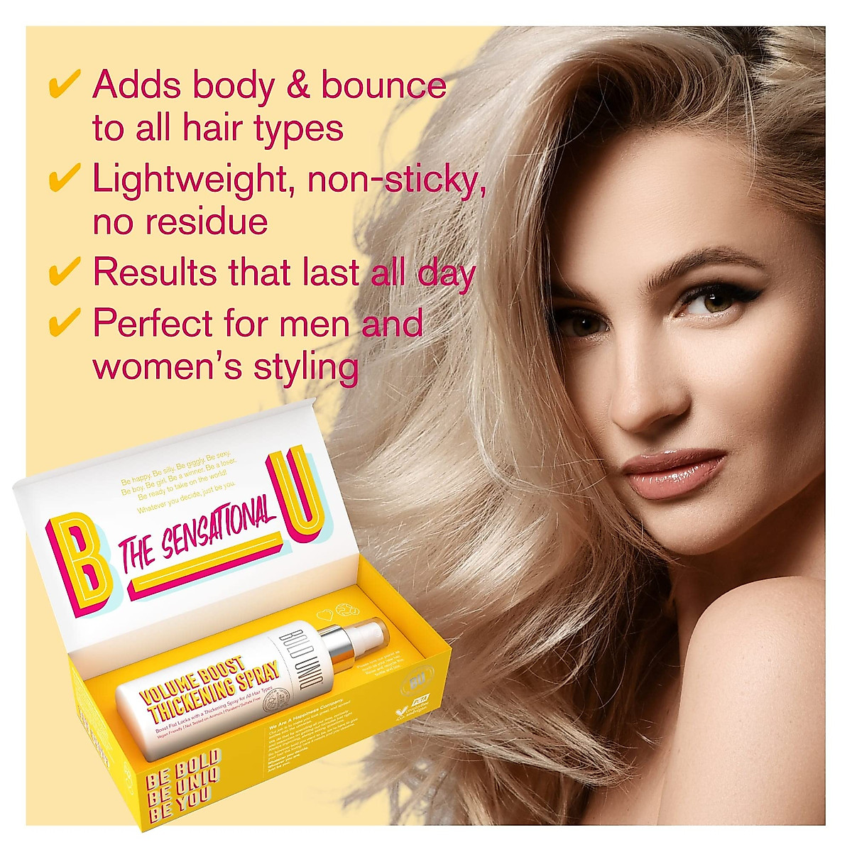 Volumizing Hair Thickening Texture Spray - Thicker Hair on 1st Use, For Fine, Flat & Thin Hair, Volume Products For Women & Men, Adds Texture & Body - Get Visibly Fuller Hair, Light Weight & Non Stick