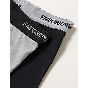 Emporio Armani Men's Stretch Cotton Classic Logo Boxer Brief, Black/Grey, Medium