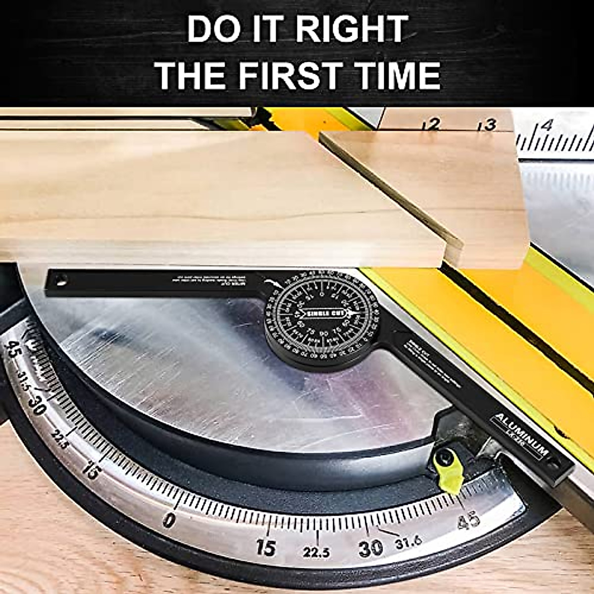 NYOOLO Miter Saw Protractor, 7 Inch 4 in 1 Aluminum Miter Angle Finder with Level Instrument, Construction Protractors Precision Miter Gauge for Carpenter Plumber Building Trade (Small)