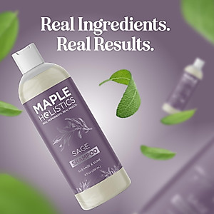 Sage and Rosemary Shampoo Sulfate Free - Sage Oil Clarifying Shampoo for Build Up and Scalp Moisturizer - Oily Hair Shampoo for Greasy Hair and Dry Scalp Treatment with Essential Oils for Hair