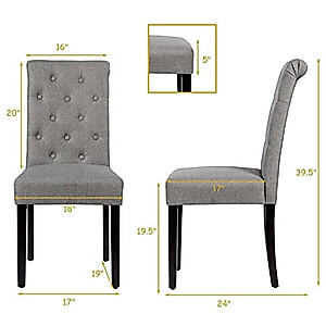 JHUS Set of 2 Tufted Dining Chair Parsons Upholstered Fabric Chair with Wooden Legs JHUS Dining Chairs Kitchen & Dining Room Chairs Dining Room Chairs Kitchen Chairs Dining Chair