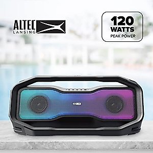 Altec Lansing Rockbox XL 2.0 Portable Bluetooth Wireless Speakers with Led Lights, IP67 Waterproof and Durable for Outdoor, 20 Hours Battery with App Control
