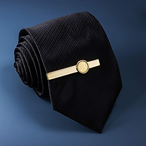 2 inch Tie Clips for Men A-Z Tie Bar Clips for skiny Necktie and Regular Necktie Personalized Tie Clips for Wedding Meeting Business Occasion -