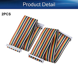 Heyiarbeit 2pcs IDC Rainbow Wire Flat Ribbon Cable 30 Pin 30cm Length 2.54mm Pitch