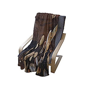 Ambesonne Peanut Butter Throw Blanket, Crunchy Peanut Butter in White Heart Shape Dish on Vintage Table, Flannel Fleece Accent Piece Soft Couch Cover for Adults, 50" x 70", Brown Pale Brown Grey