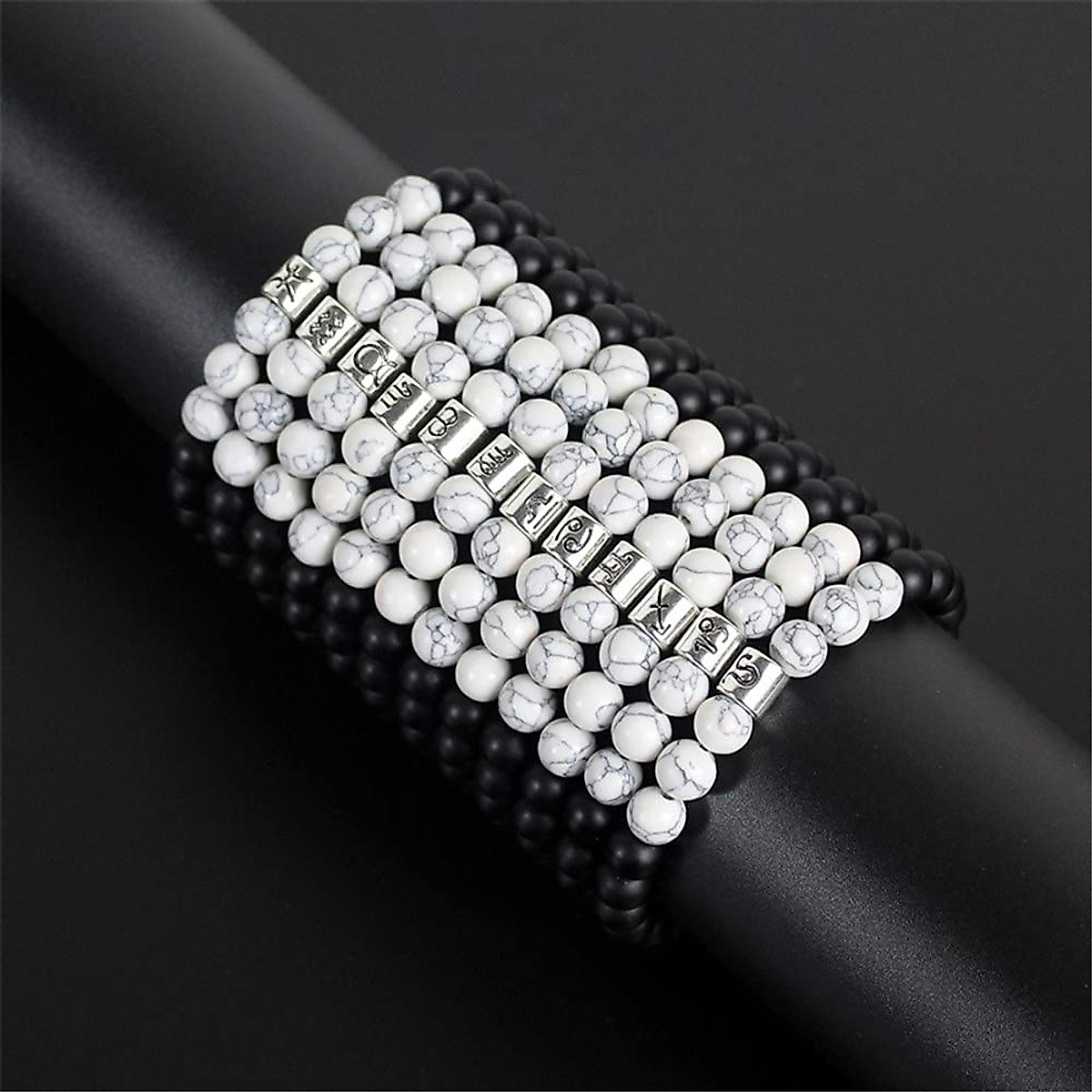 Taurus Zodiac Rings Necklace 12 Constellation Horoscope Distance Beaded Bracelet Necklace for Women Men Christmas Jewelry