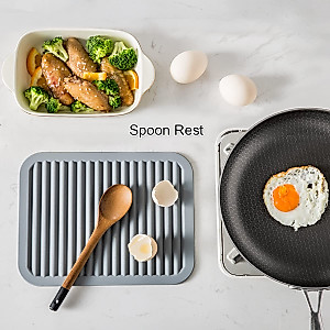 Extra Large, Extra Thick Rectangular Silicone Trivet Mat Set for Hot Dishes,Pots and Pans, Kitchen Hot Pads for Countertop and Table,Dishing Drying Mats, Set of 2 (Merlot Red)