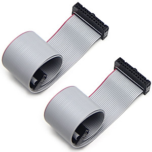 Fielect 2pcs IDC 20 Pin Connector Gray Wire Flat Ribbon Cable Connector Length 30cm 2.54mm Pitch