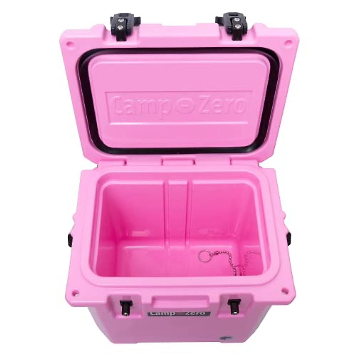CAMP-ZERO 12 | 12.6 Qt. Cooler with 2 Molded-in Cup Holders & Folding Aluminum Handle | Thick Walled, Freezer Grade Cooler with Secure Locking System & Tie Down Channels (Pink)