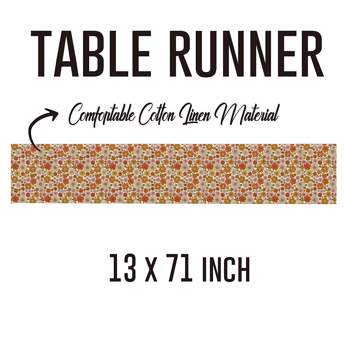 zcyxuuw Lovely Modern Style Tablecloth Retro Sunflower Table Runner, Kitchen Dining Table Decor, Hippie Flowers Table Runners for Indoor Outdoor Home Farmhouse Birthday Party Decoration 13 x 71 Inch