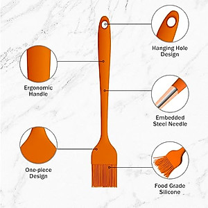 Craebuer Silicone Basting Pastry Brush, 5 Pack Heat Resistant Cooking Brush for Oil Butter Sauce, Food Brush for BBQ Grill Barbeque Kitchen Baking Cooking