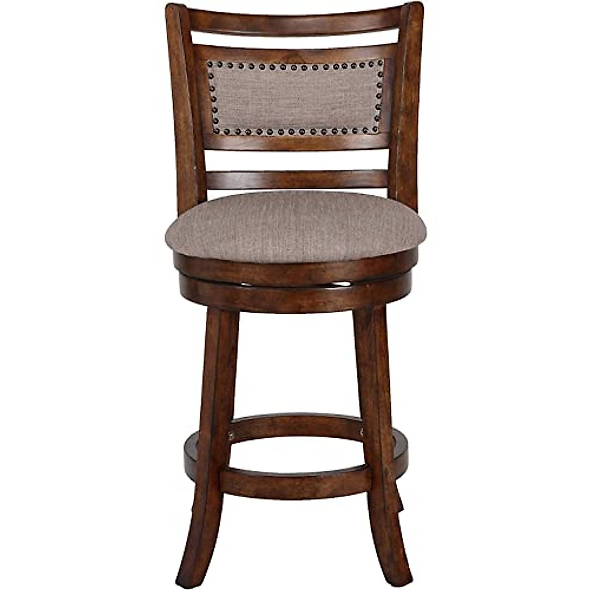 New Classic Furniture Aberdeen Counter Swivel Bar Stool with Open Back and Fabric Upholstered Seat & Back Rest, 24-Inch, Brown