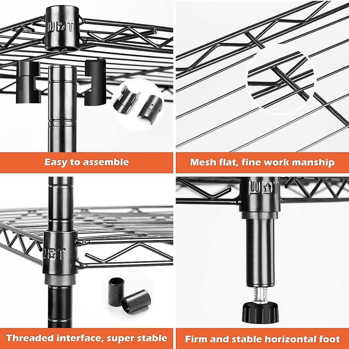 WDT 5 Tier Shelf Shelving Unit with Liners,Adjustable Metal Shelves for Storage, NSF Certified Wire Shelving Rack,1250bs Capacity Storage Shelves for Kitchen Garage,14" D×30" W×60" H