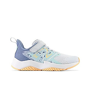 New Balance Kid's Rave Run V2 Hook & Loop Shoe, Ice Blue/Bright Cyan/Solar Flare, 1 Little Kid
