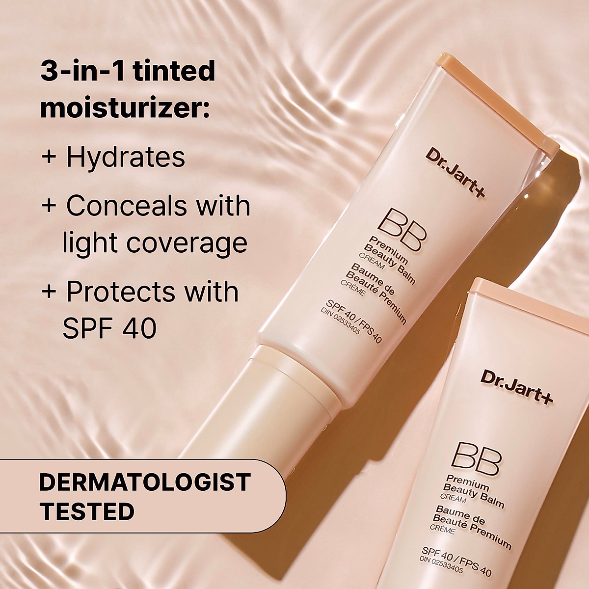 Dr.Jart+ Premium BB Tinted Moisturizer with SPF 40 and Niacinamide | bb cream | Korean Skin Care, Fair-Light, 1.35 Fl Oz
