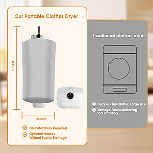 Portable Clothes Dryer, Mini Laundry Dryers with Timer, Foldable Electric Laundry Dryer Machine for Apartment, Home, Travel, Dorm, Camping, RV