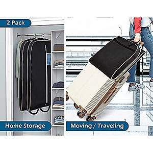 MISSLO 43" Gusseted Suit Bags for Men Travel Hanging Garment Bags Heavy Duty Suit Cover for Women Kids Clothes Shirts Short Dresses Coats, 2 Pack