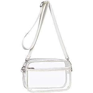 PACKISM Clear Purses for Women Stadium - Clear Bag Stadium Approved Crossbody Bag with Adjustable Strap for Concerts Sporting Events, White