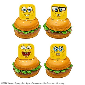 DecoPac SpongeBob SquarePants™ Mood Faces Rings, SpongeBob Cupcake Decorations Featuring SpongeBob SquarePants, Yellow - 24 Pack