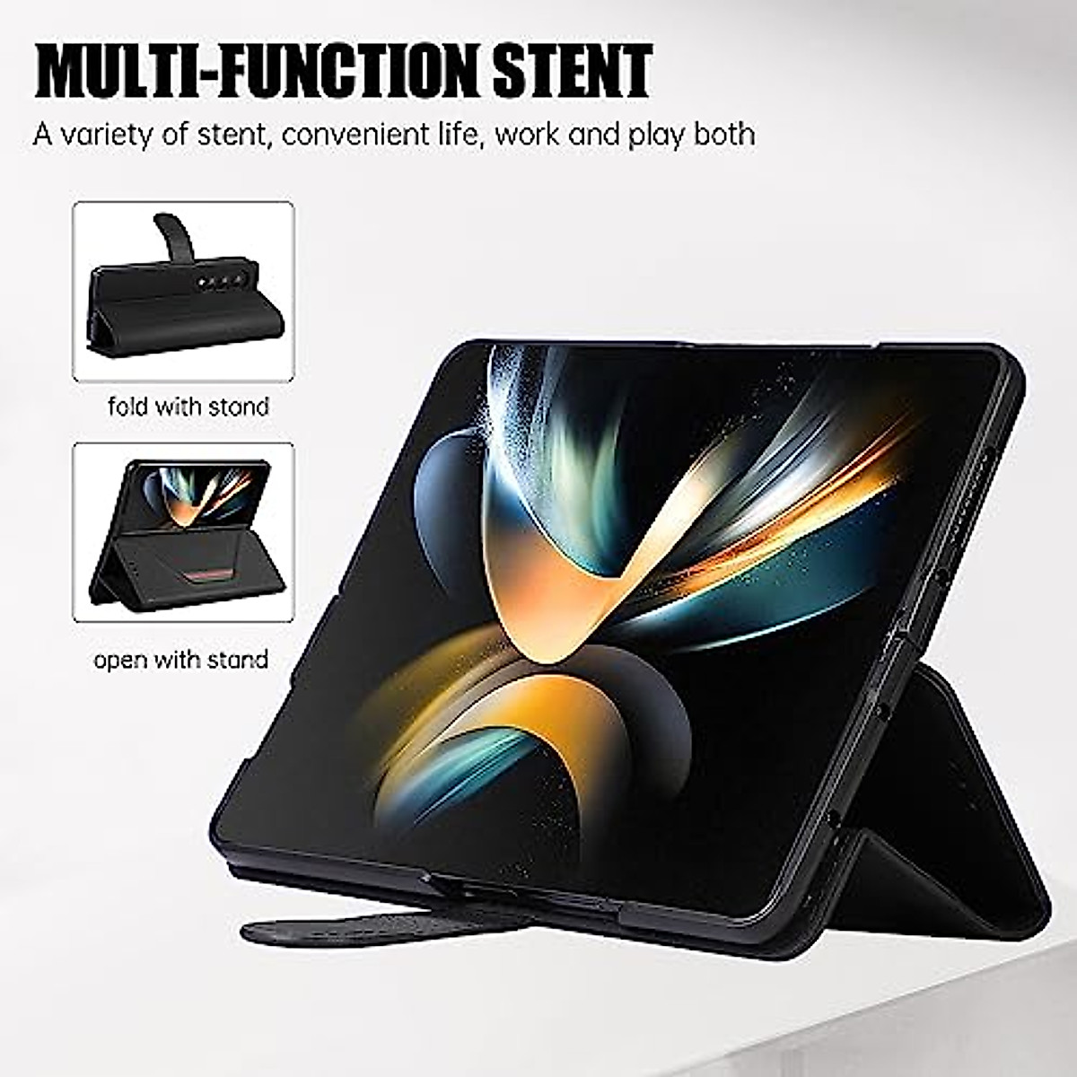 Smartphone Flip Cases Kickstand Case for Samsung Galaxy Z Fold 4 5G Case,Premium PU Leather Wallet Case with Card Holder,Magnetic Closure Shockproof Case Full Body Protection Phone Cover Case Flip Cas