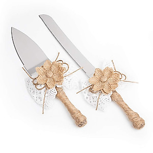 senover Rustic Wedding Cake Serving Set, Pizza Pie Cake Knife and Server Set for Custom Wedding Gift Parties Birthdays Anniversaries Supplies
